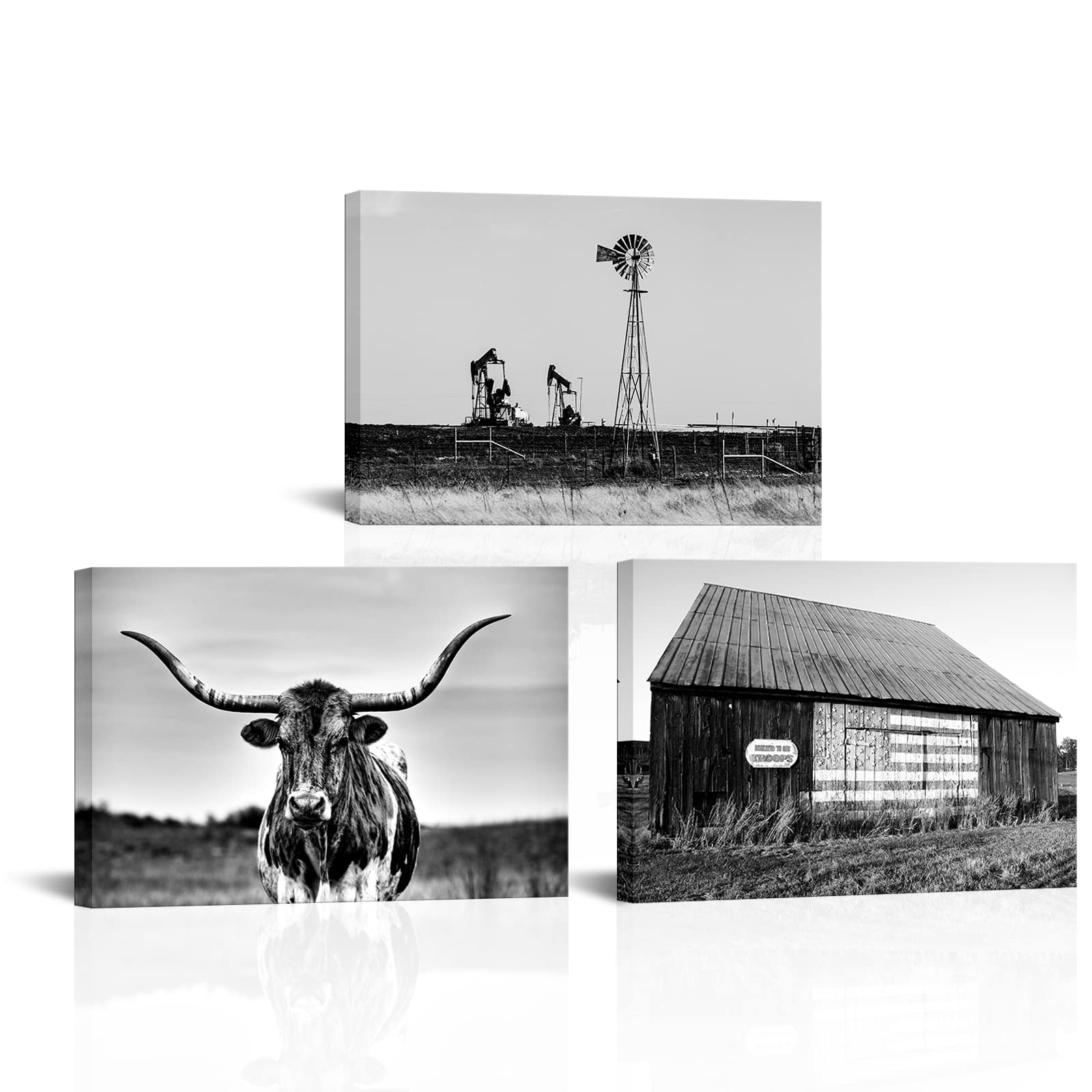Amazon.com: Saypeacher Windmill Canvas Wall Art Farmhouse Barn Pictures ...