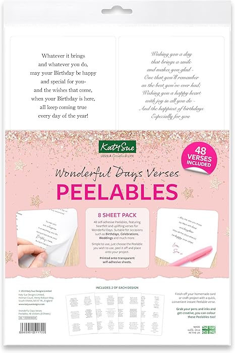 Amazon.com: Katy Sue Designs Wonderful Days Peelables Stickers for Card ...