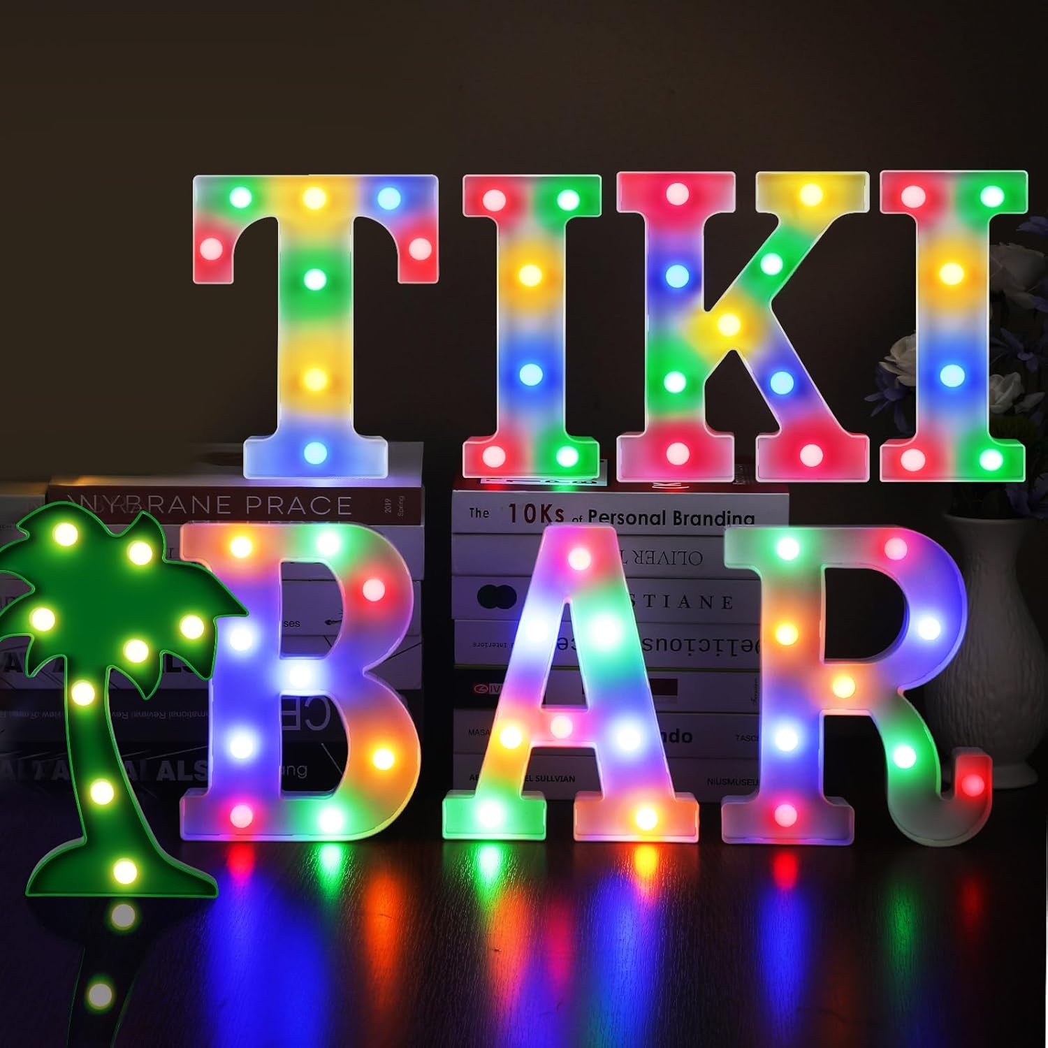 Amazon.com: 8 Pcs Tiki Bar Sign Tiki Luau Party Decoration Palm Neon ...