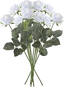 Amazon.com: MISNODE 10 Pack Artificial Rose Flowers Branches, 17.7 Inch ...