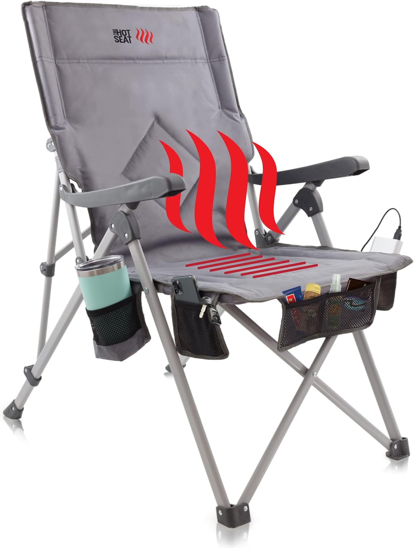 Amazon.com: TESPHAN Heated Camping Chair with Storage Bag, Outdoor ...