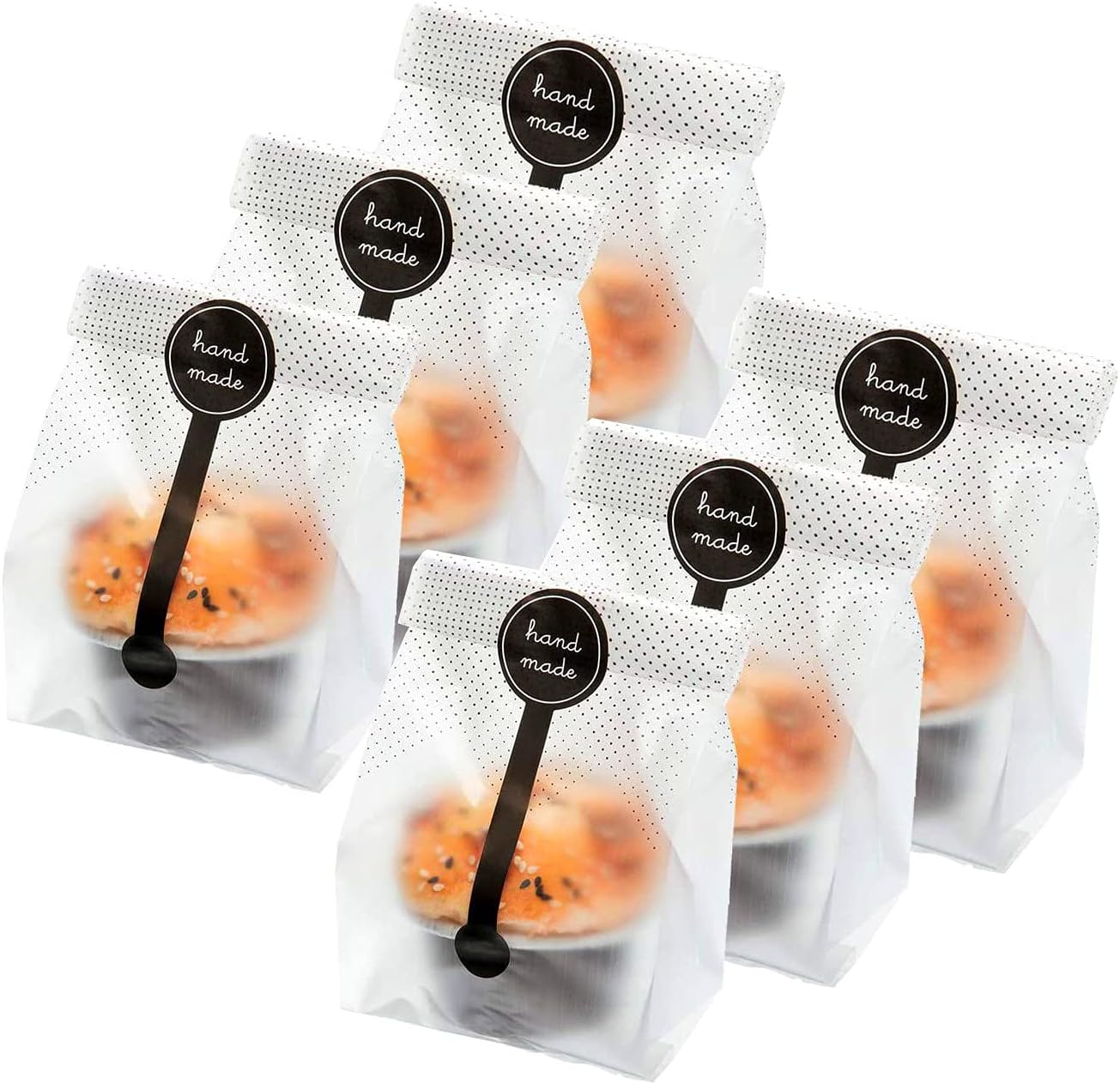 kuou 100 Pcs Translucent Plastic Cake Bags with 100pcs Hand Made ...