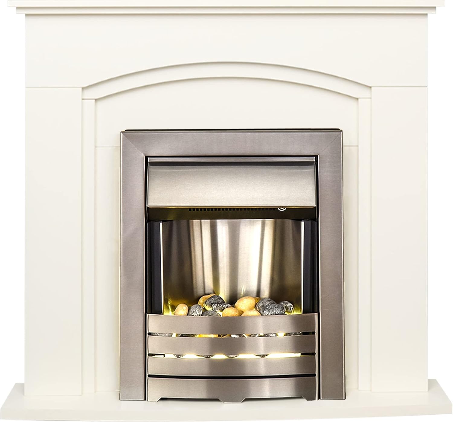Adam Venice Fireplace in Cream with Helios Electric Fire in Brushed ...