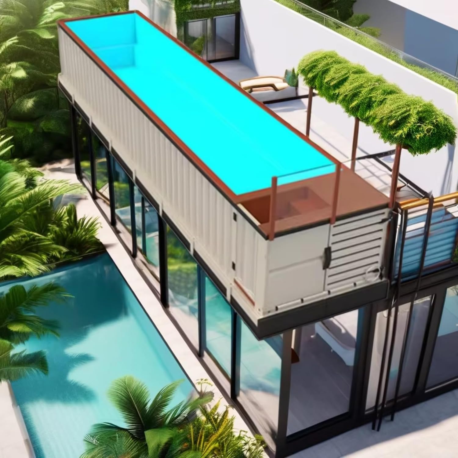 Amazon.com: Portable Prefab 20ft 40ft Container Pools Steel Frame ...