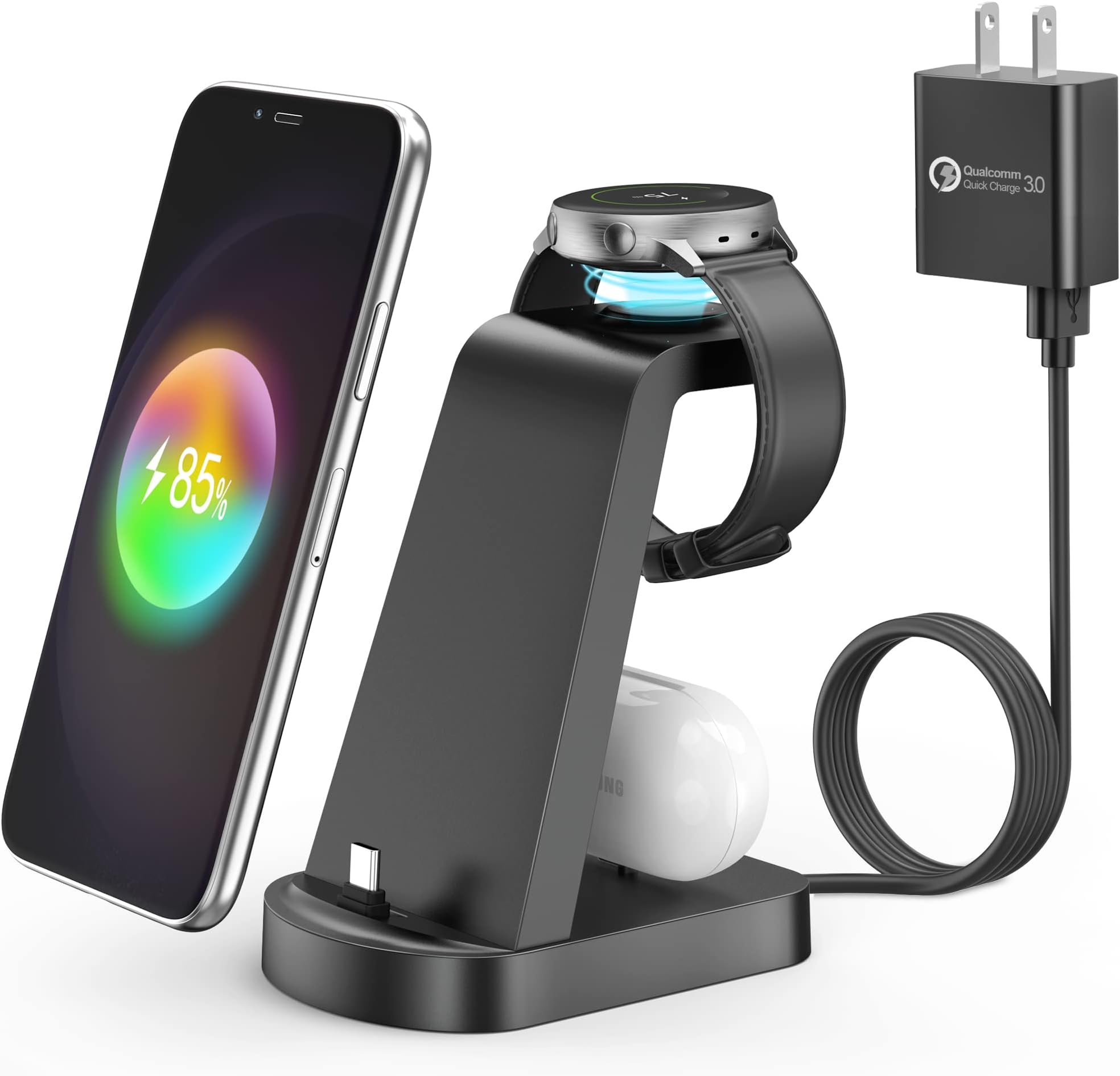 Amazon.com: Charging Station for Samsung Multiple Devices,3 in 1 Fast ...