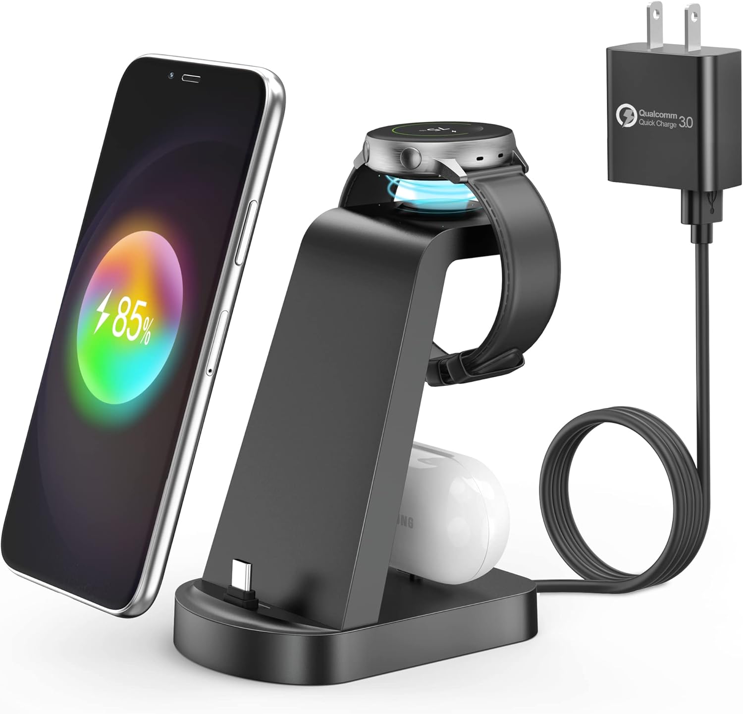 Amazon.com: Charging Station for Samsung Multiple Devices,3 in 1 Fast ...