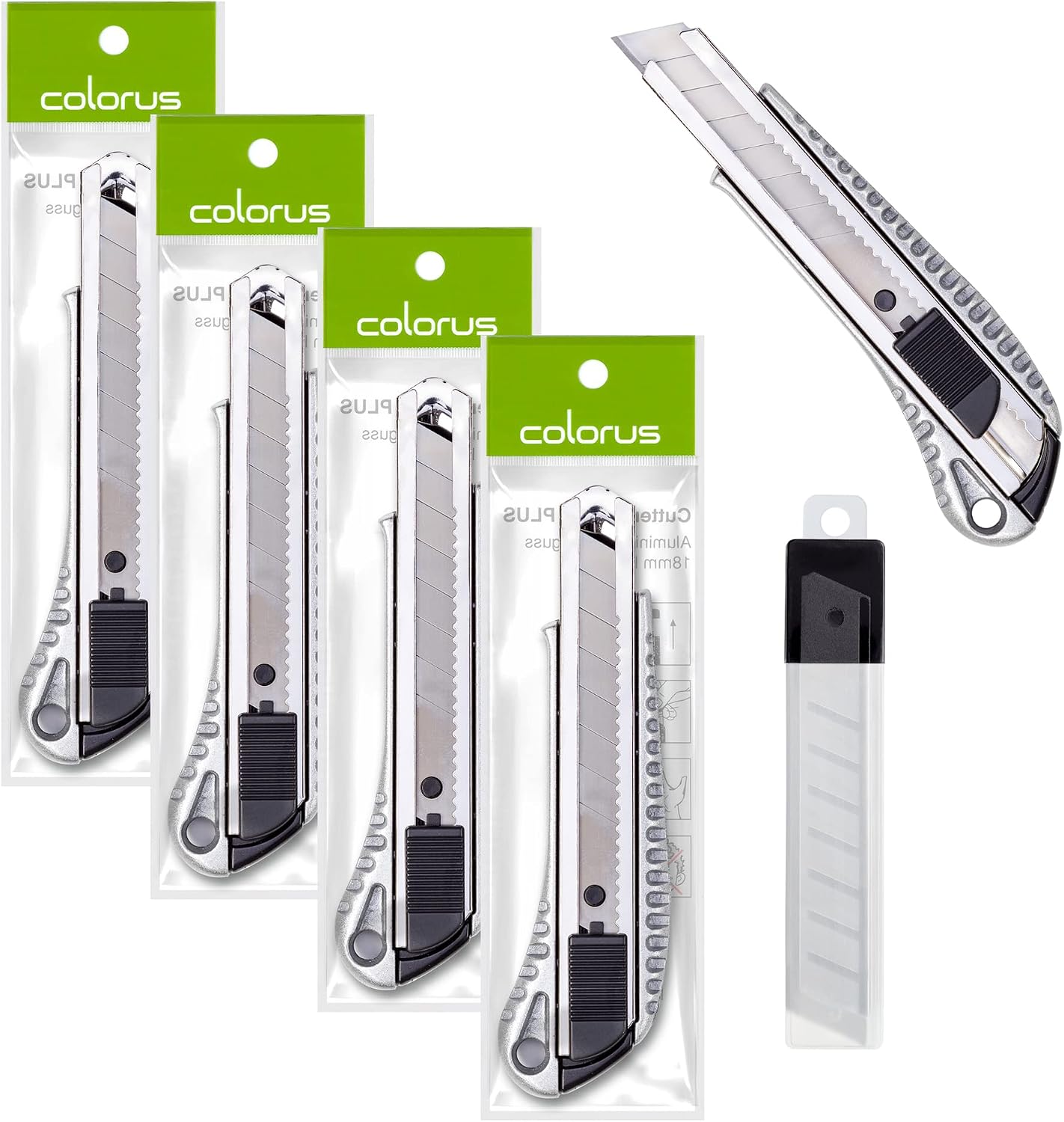 5 x Premium Colorus Alu Druckguss Cuttermesser 18mm | Teppichmesser ...