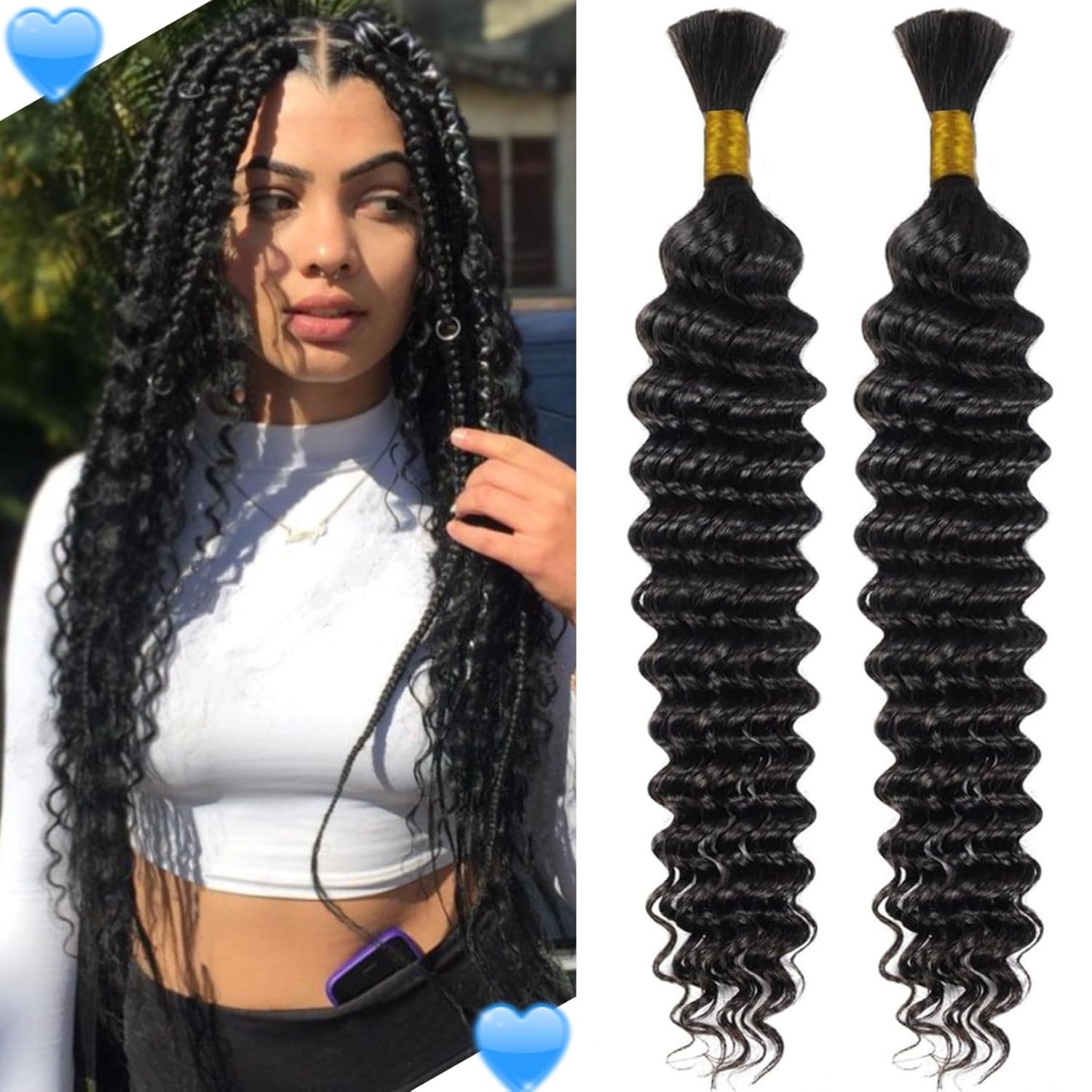 Amazon.com : Human Braiding Hair for Boho Braids Curly Hair for Boho ...