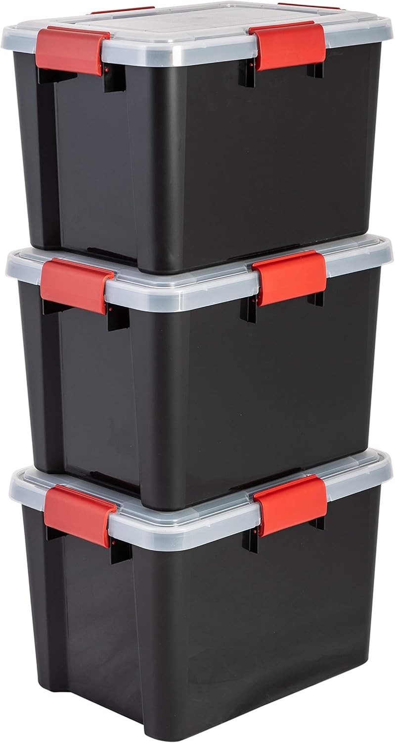 Iris Ohyama Airtight Plastic Storage Boxes with Lids, 20L, Set of 3 ...