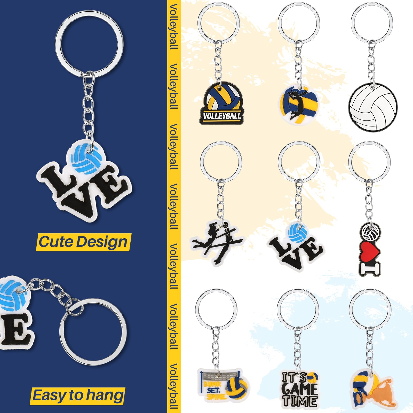 Volleyball Key Chain 20 Pack Volleyball Ball Keychains For Party Favors ...