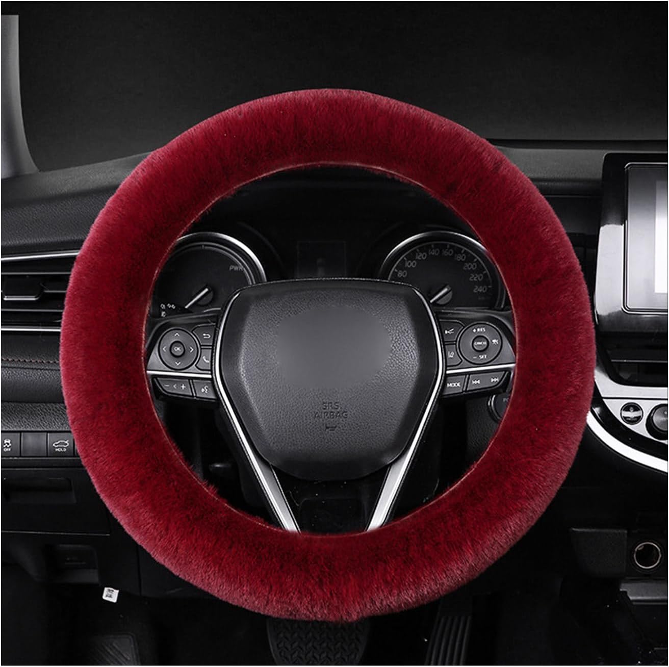 Amazon.com: Ziciner Fuzzy Steering Wheel Cover, 15 inch Soft Wool Fur ...