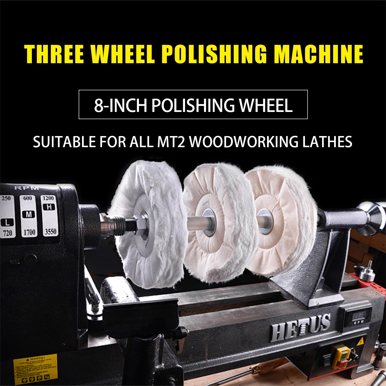 Snapklik.com : Woodworking 3-Step Lathe Buffing System3-Wheel Bufffing ...