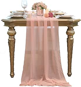 Amazon.com: Charoama Light Peach Chiffon Table Runners 28*120 Inch ...