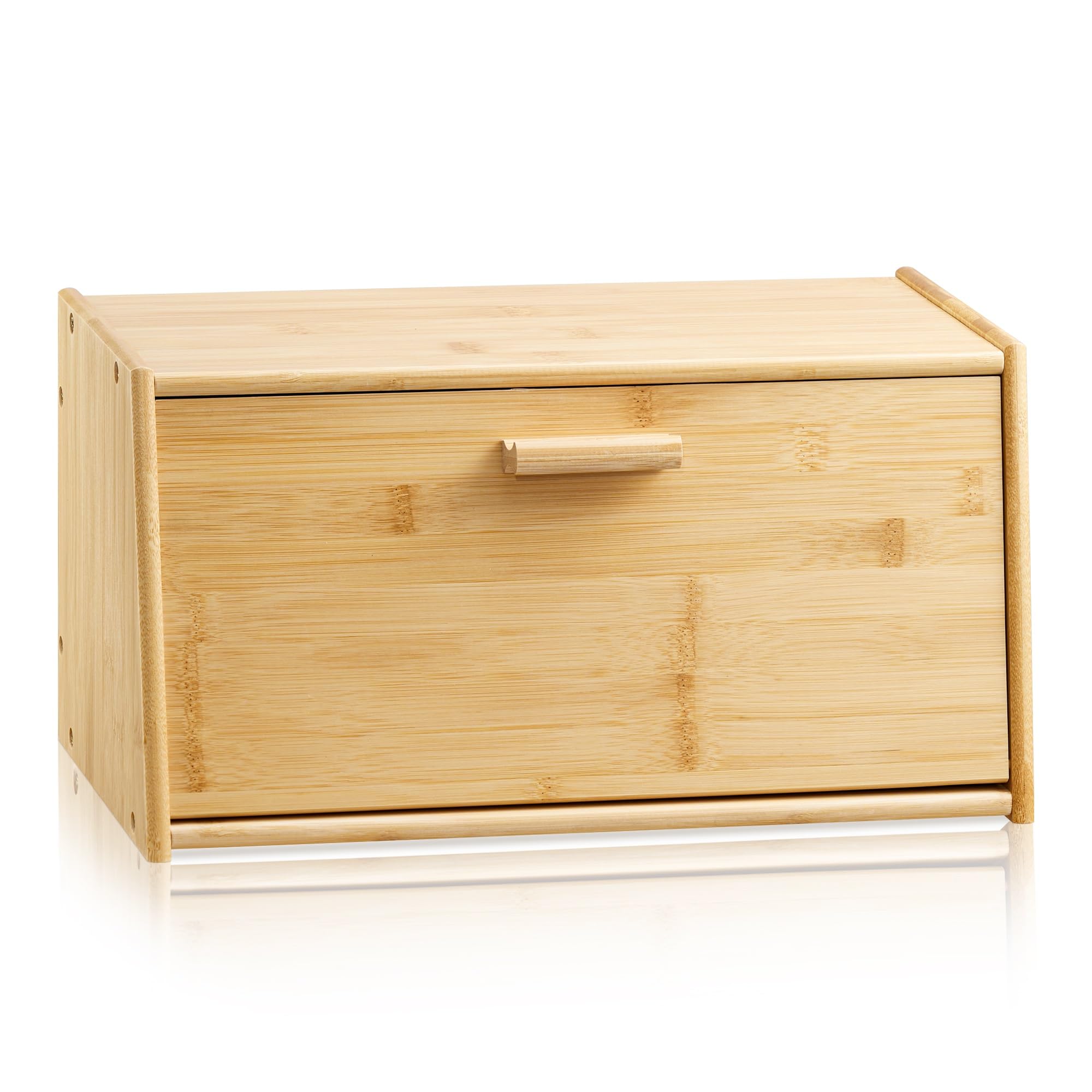 HOMION Bread Bin Bread Storage Box Lift Up Lid Compact Wood Countertop ...