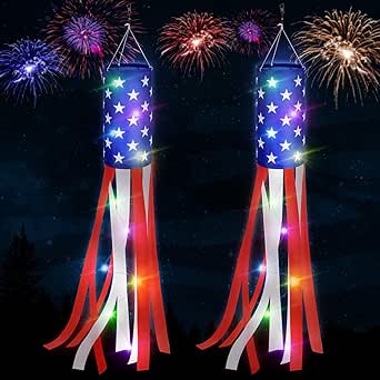 Amazon.com: 40" American Flag Windsock with LED Lights - Heavy Duty ...