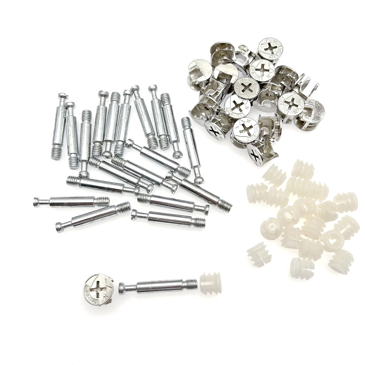 JZK 20 X 3-in-1 Furniture Connection Kit, Eccentric Cam Lock Ø15mm and ...