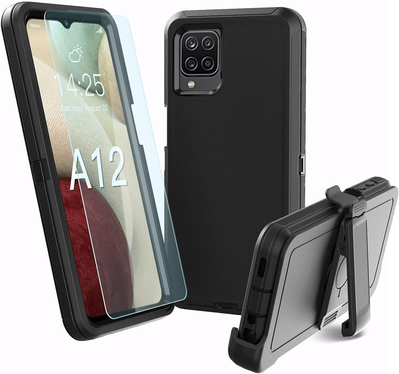 Amazon.com: for Samsung Galaxy A12 case, Heavy Duty case,[ with Clip ...