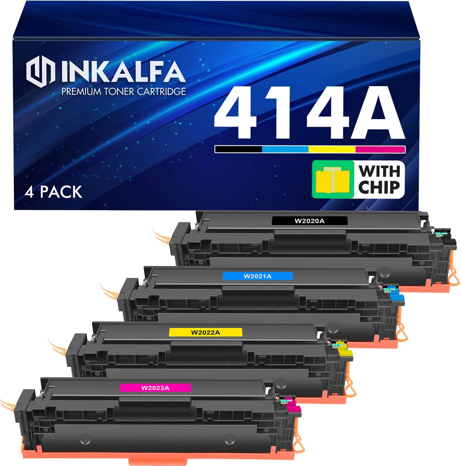 Amazon.com: 414A Toner Cartridges 4 Pack with Chip Replacement for HP ...