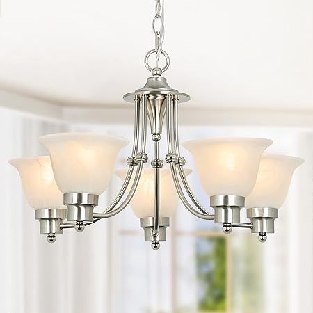 Amazon.com: VINLUZ 5 Light Contemporary Chandeliers Brushed Nickel ...