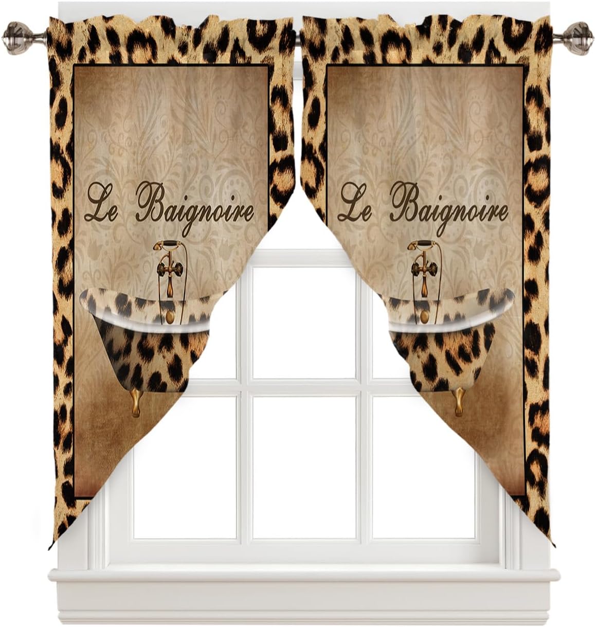 Amazon.com: Window Topper Curtains,Bathroom Bathtub Vintage Leopard ...