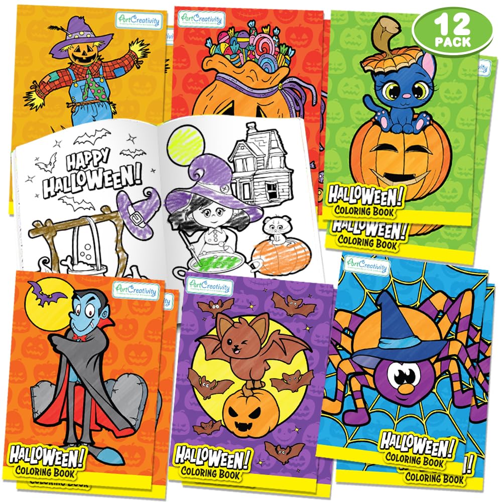Amazon.com: ArtCreativity 12 Pack Halloween Coloring Books Party Favors ...