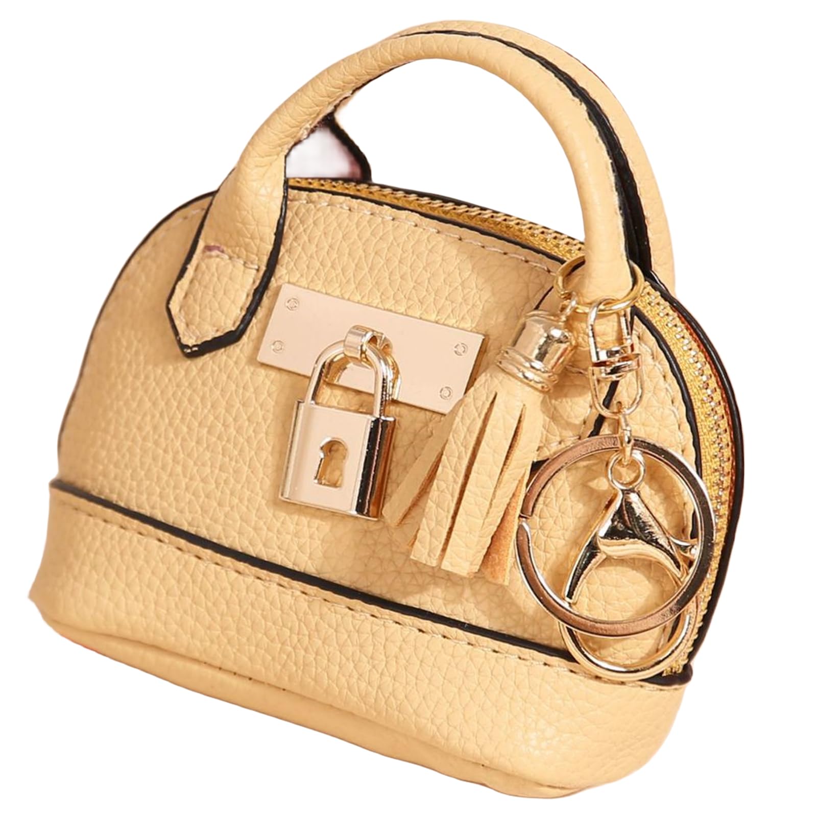 Amazon.com: QeenRTUU Mini Tote Bag Keychain Coin Purse Pu Leather Key ...