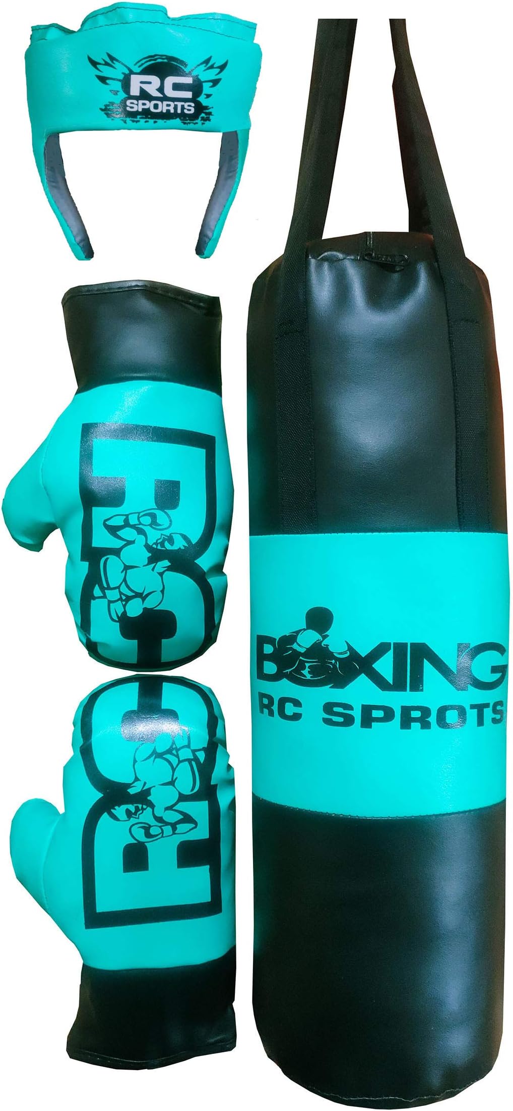 Rockstyle Punching Bag, Pair of Gloves and Head-Guard Junior Boxing Kit ...