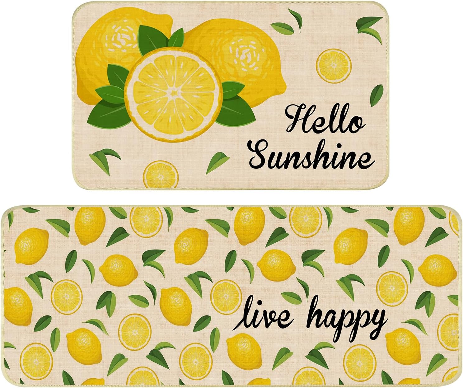 Amazon.com: Nialnant Lemon Kitchen Rug Set of 2, Non Slip Lemon Kitchen ...