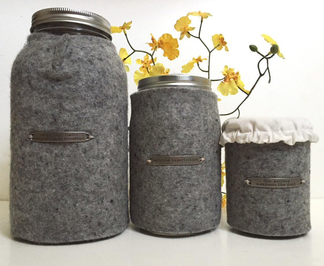 Amazon.com: Wool Mason Jar Insulator | Set of 2 (Half Gallon): Home ...