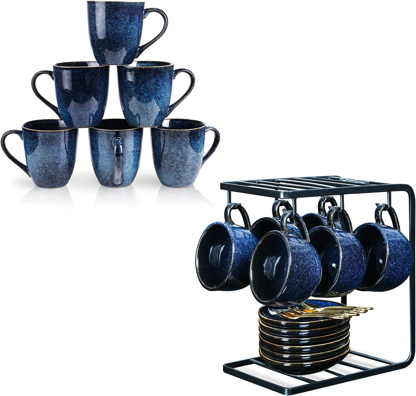 Amazon.com | vicrays 12-Piece Coffee Mug Set, Ceramic Espresso Cups Set ...