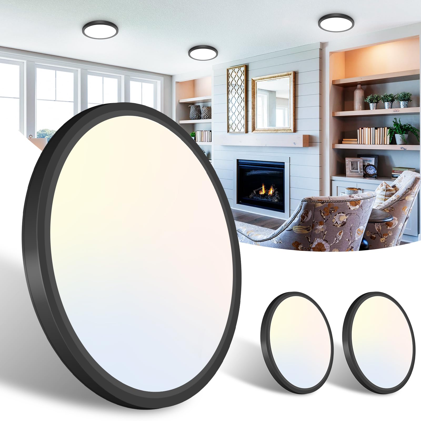 libtit 3Pack 7 Inch Ceiling Light, 15W 1500Lm Flush Mount LED Light ...