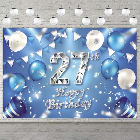 Amazon.com: Happy 27th Birthday Banner Background Decorations Balloons ...