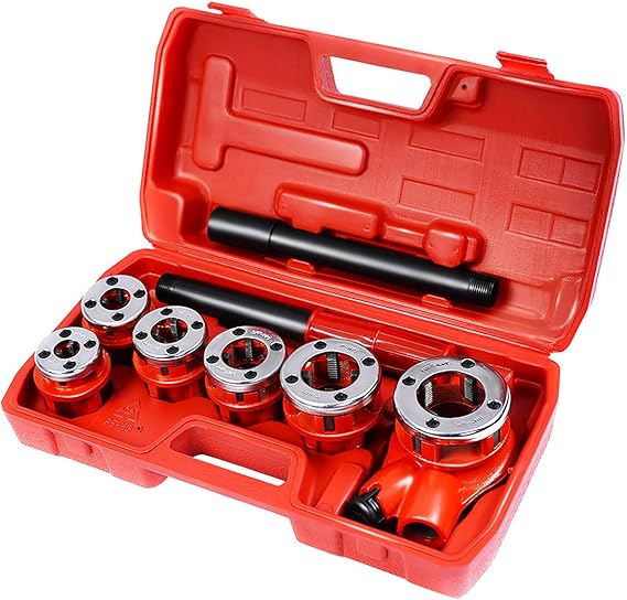 COSTWAY Pipe Threader Kit, Manual Ratcheting Pipe Threading Tool Set ...