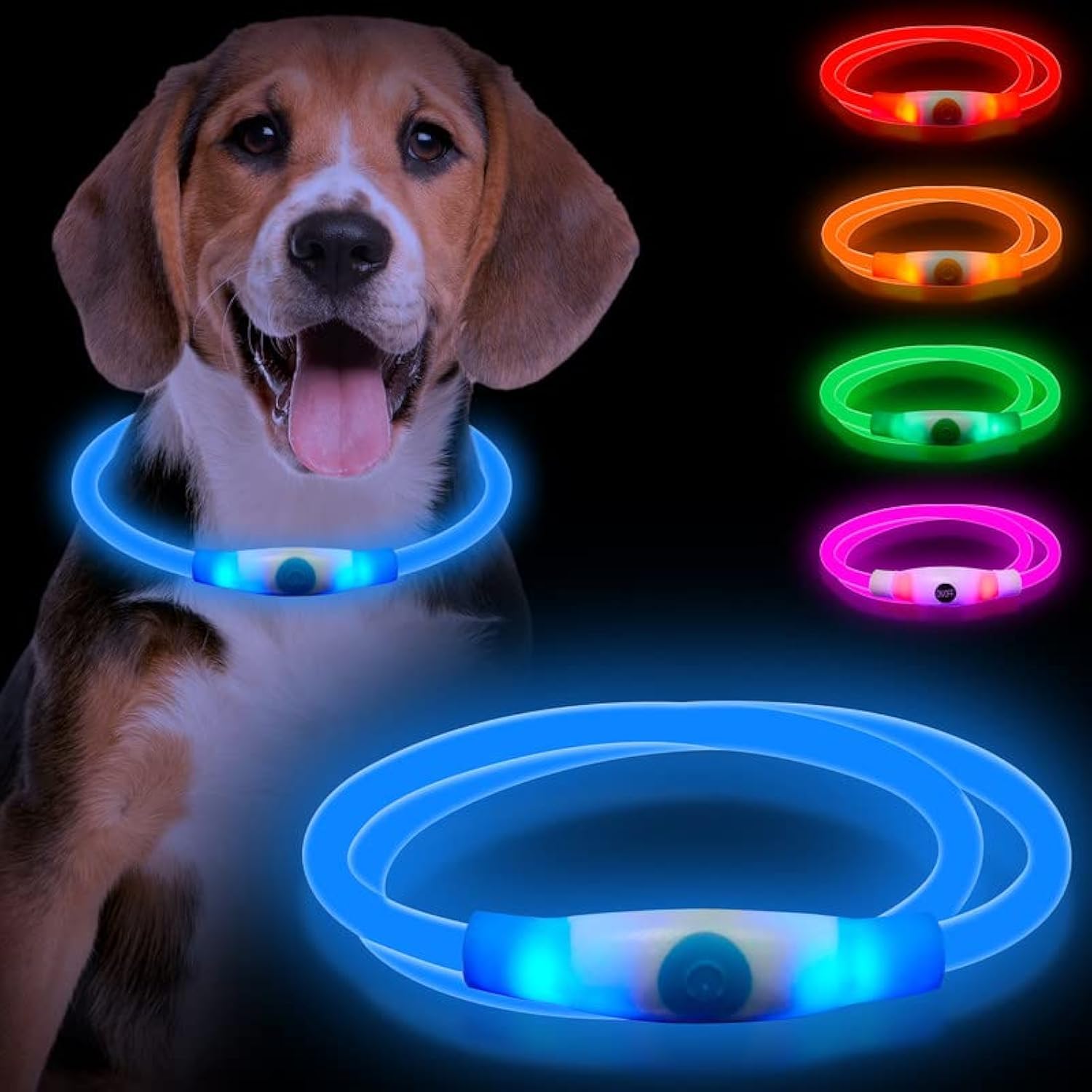 Sofore Light Up Dog Collar, LED Dog Collar Light for the Dark, USB ...