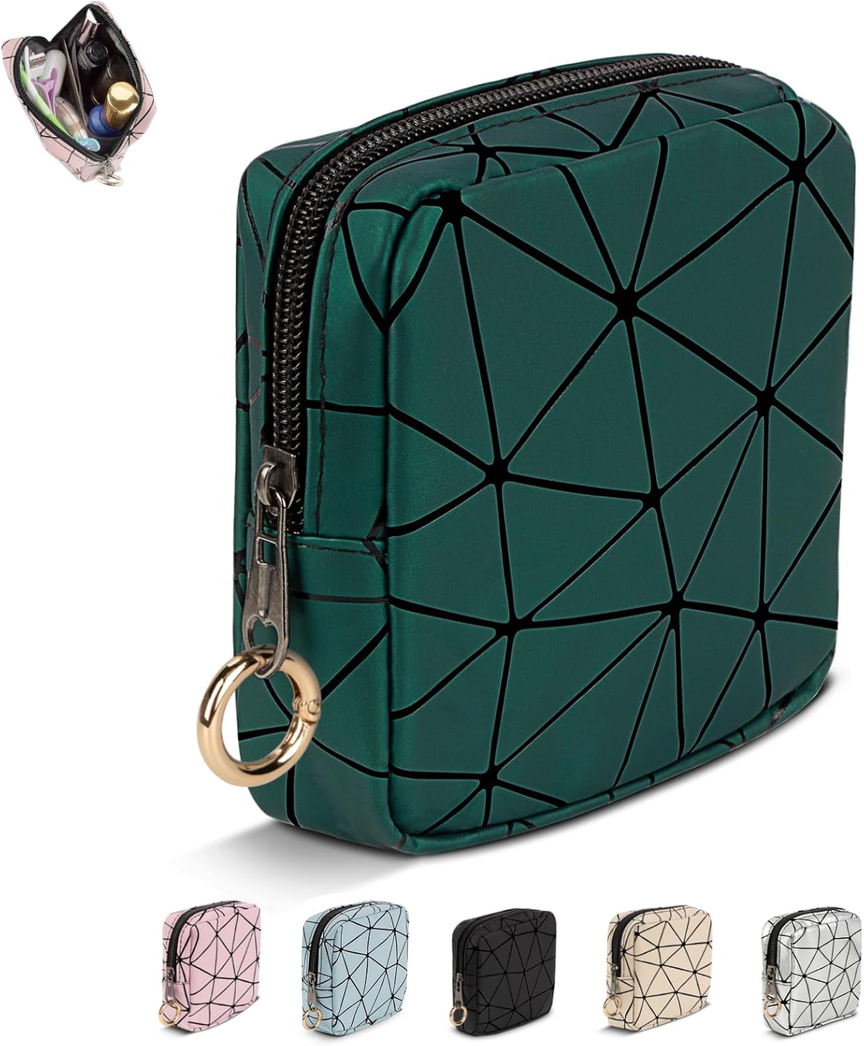 Amazon.com: Playexen Small Makeup Bag for Women, Mini Leather Cosmetics ...