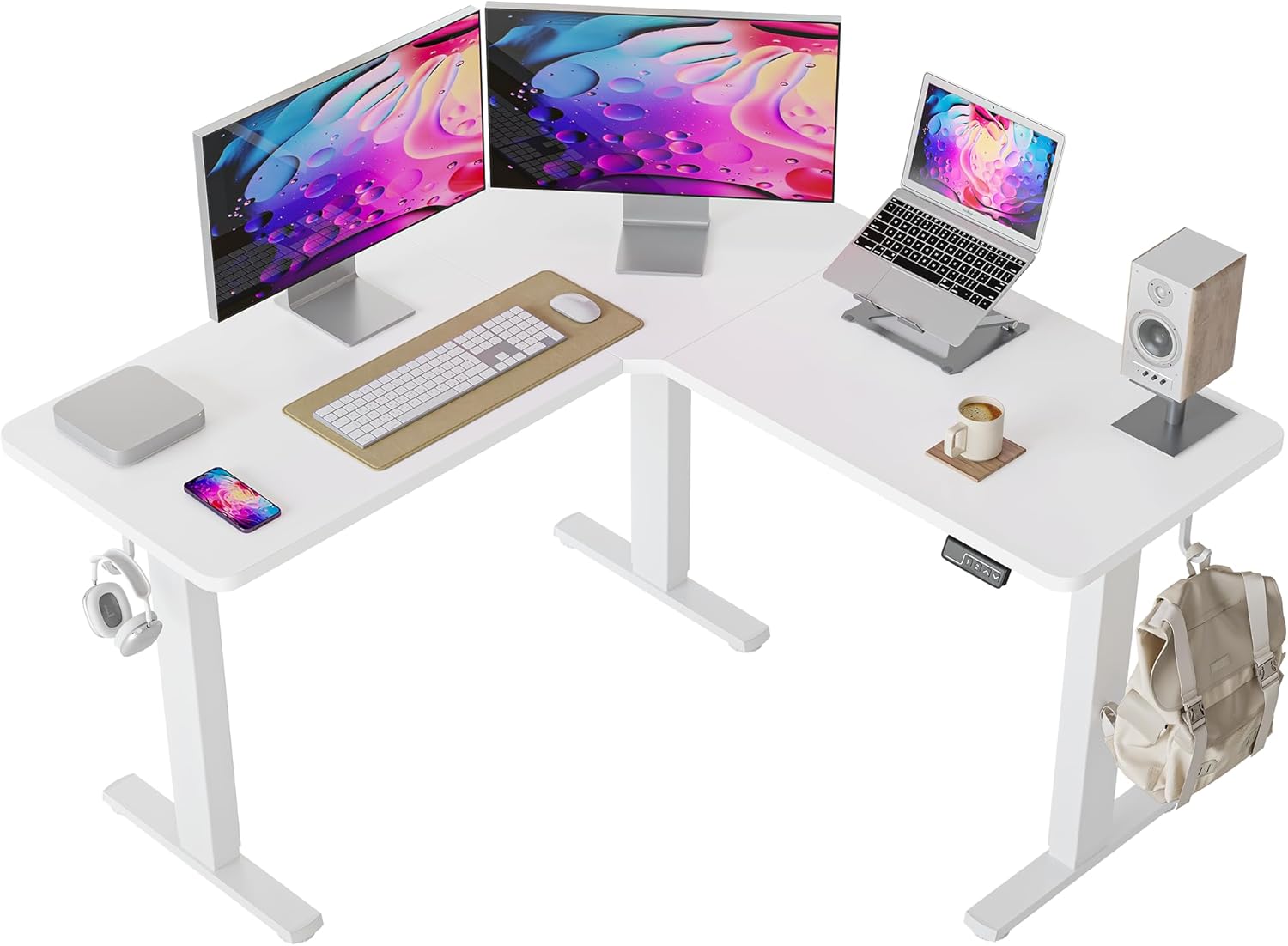 Amazon.com: FEZIBO 50 Inches L Shaped Standing Desk, Electric Height ...