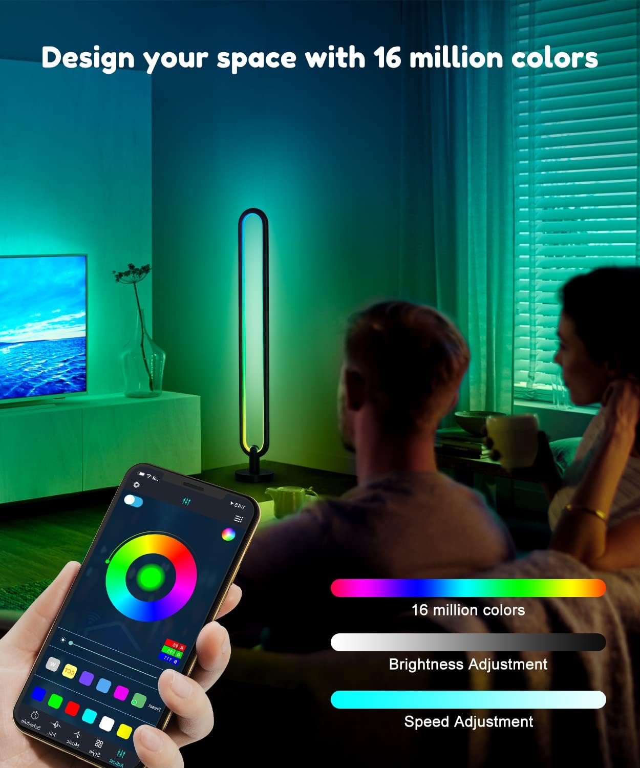 WHATOOK Smart Corner Floor Lamp, Atmosphere RGB Light with 6 Color ...