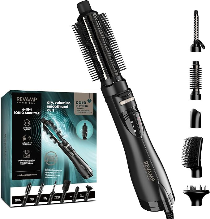 REVAMP Hot Air Styler - 6 in 1 Multi Style, Rotating Hair Dryer Brush ...