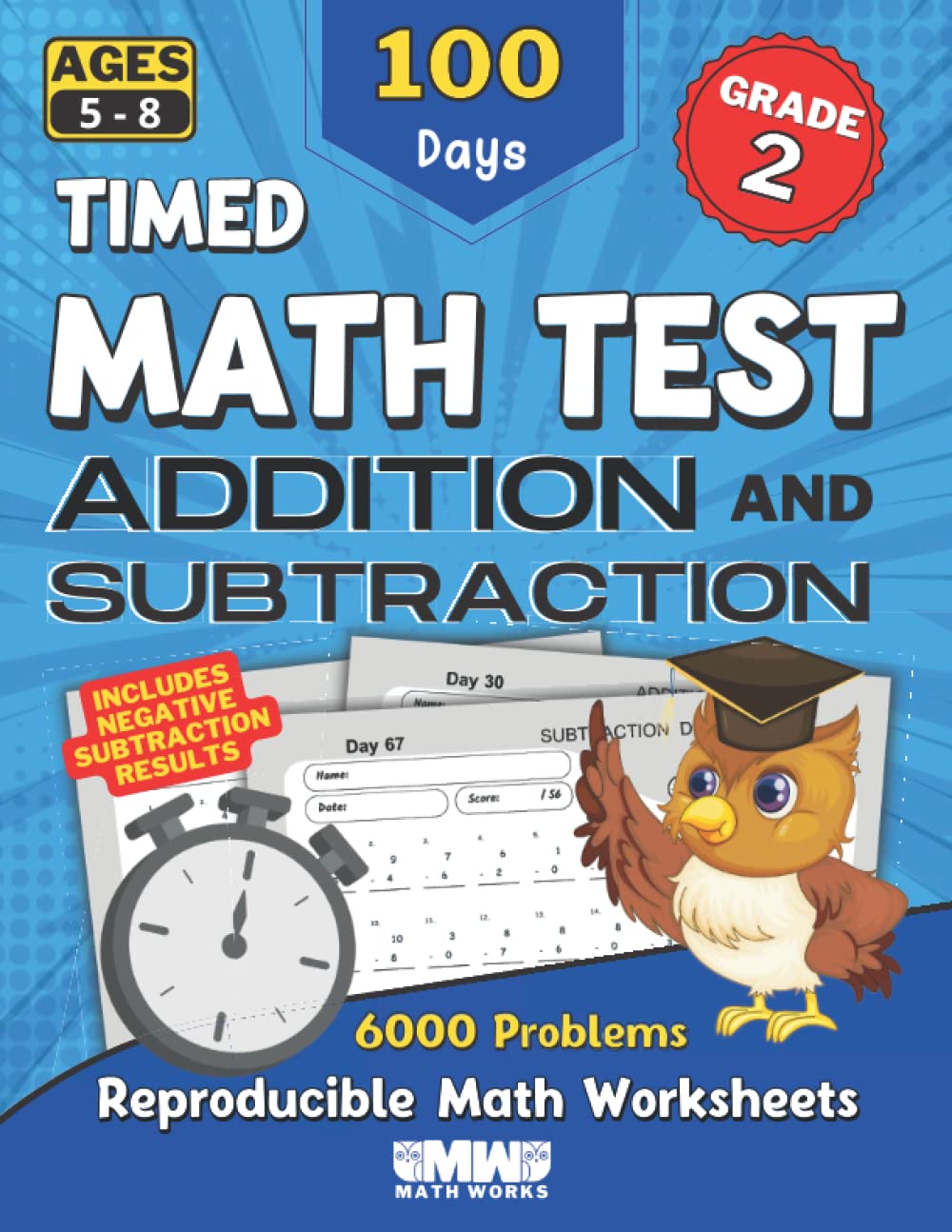 Timed Math Drill: 100 Days Timed Addition & Subtraction Tests Grade 2 ...