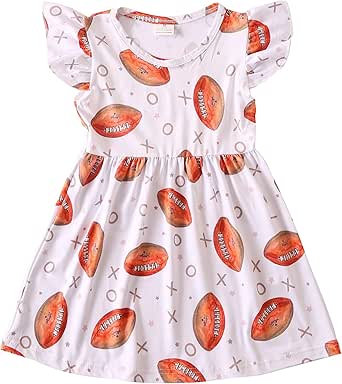 Amazon.com: JONGOS Toddler Girls Football Dress Causal Flutter Sleeve ...