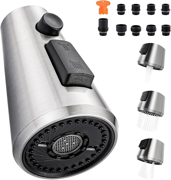 Amazon.com: ALEASHA Pull Down Spray Head for Kitchen Faucet,3-Function ...