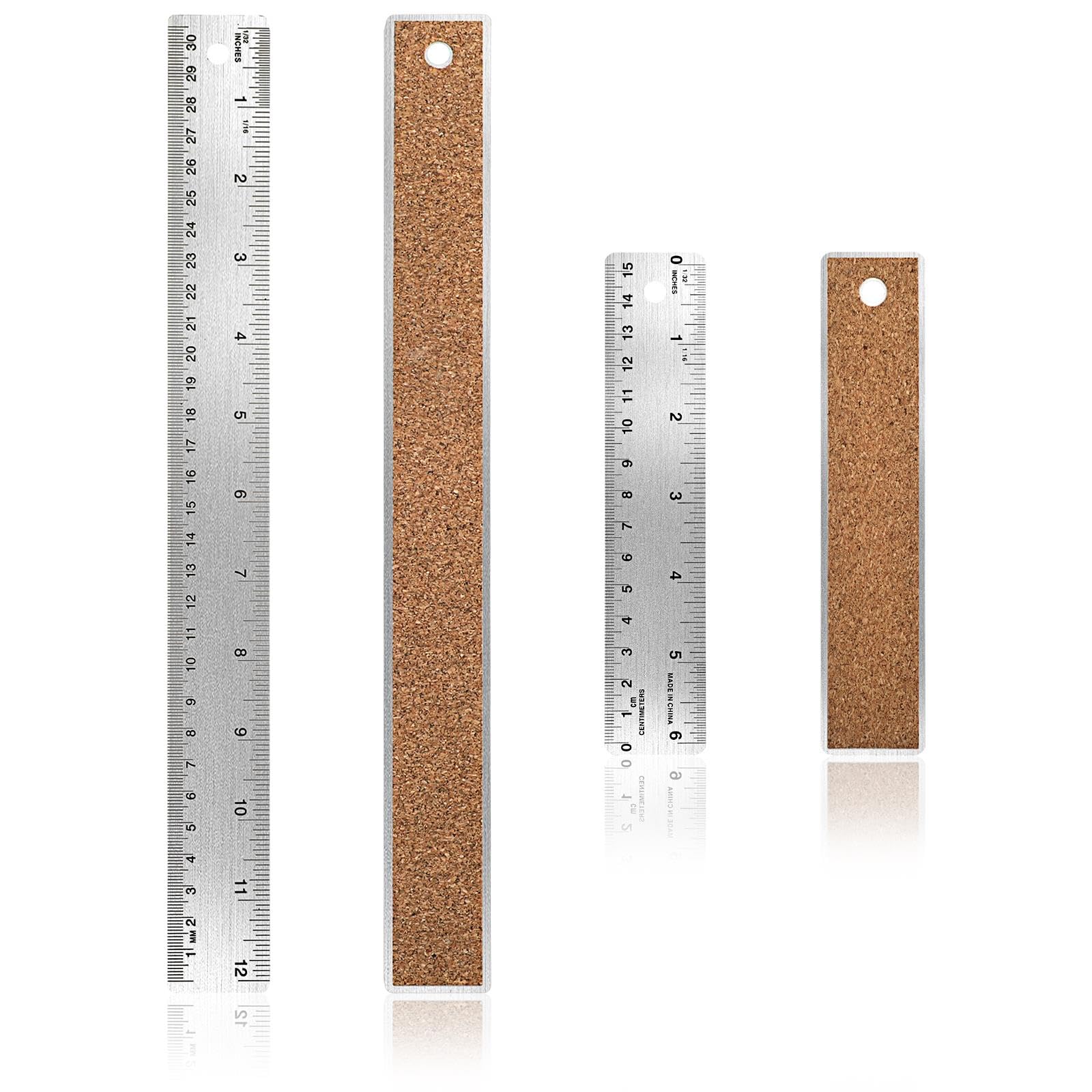 Ouligay 2Pcs Stainless Steel Ruler Set Metal Straight Ruler Metal Ruler ...