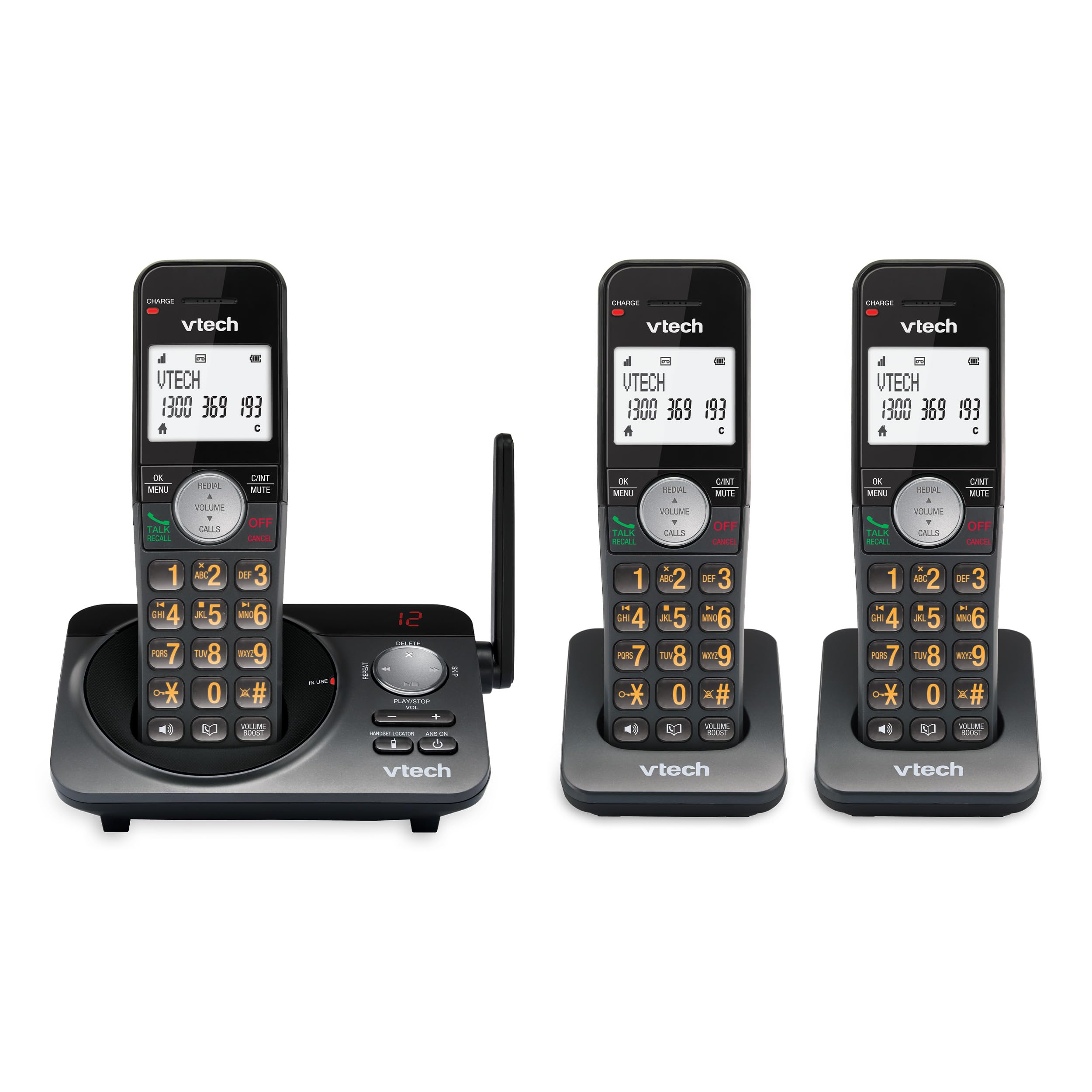 VTech CLS21052 3-Handset DECT Expandable Cordless Phone with handsfree ...