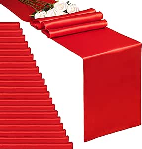 Amazon.com: 20-Pack Red 12 x 108 inches Long Premium Satin Table Runner ...