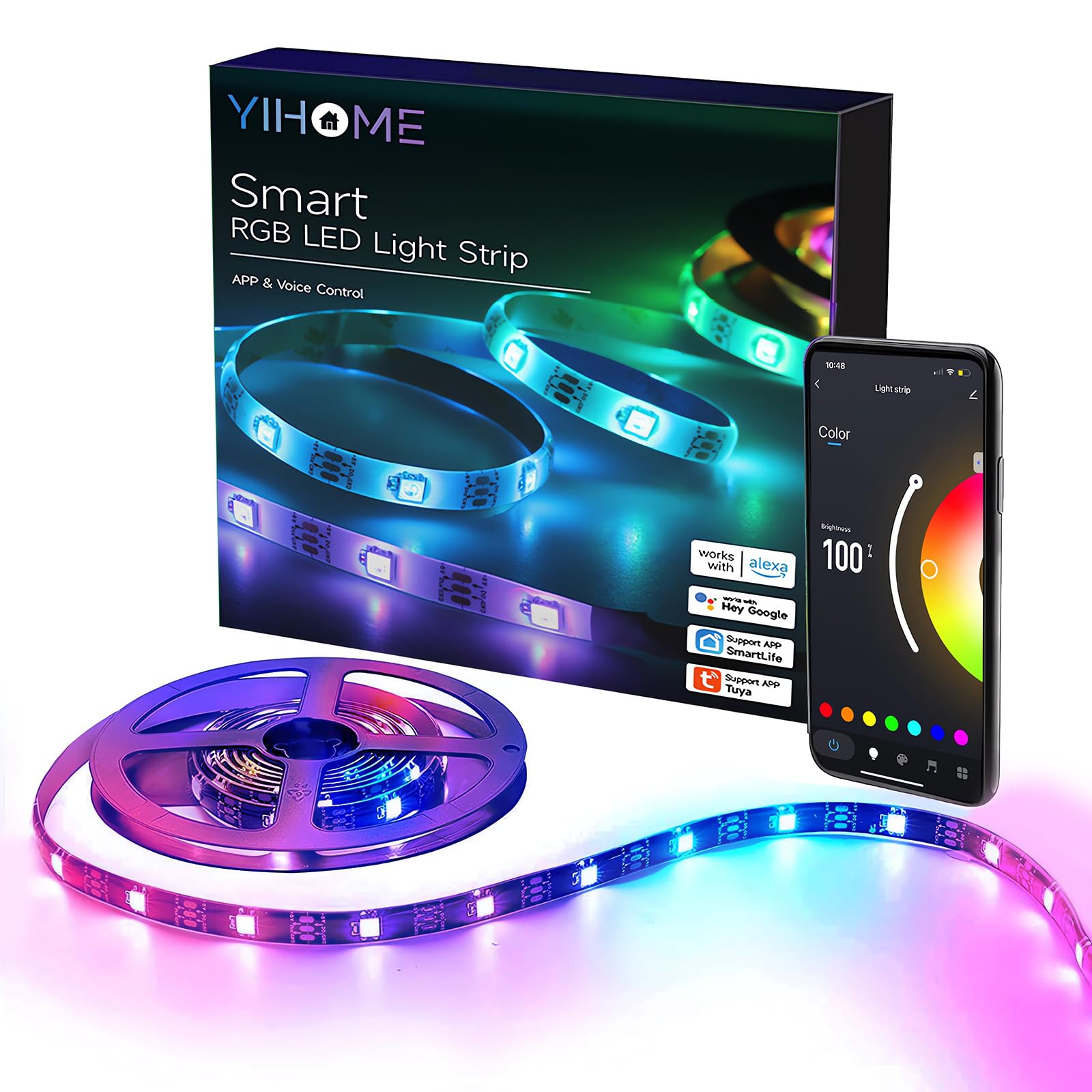 Amazon.com: Smart LEDs Light Strip, 60 LEDs/m, 16.4ft Wi-Fi RGB Strip ...