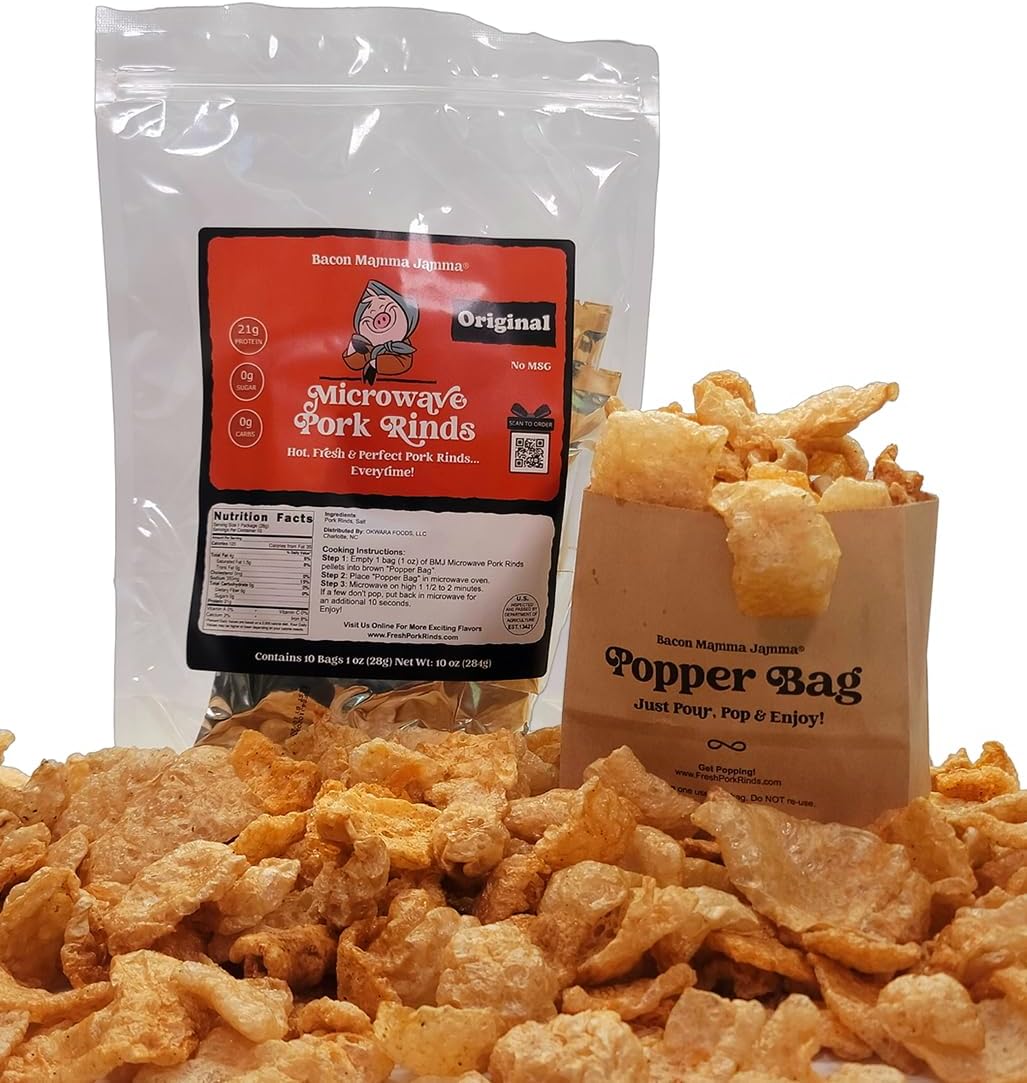Amazon.com: Premium Microwave Pork Rinds (Original), 1 Ounce (Pack of 10)