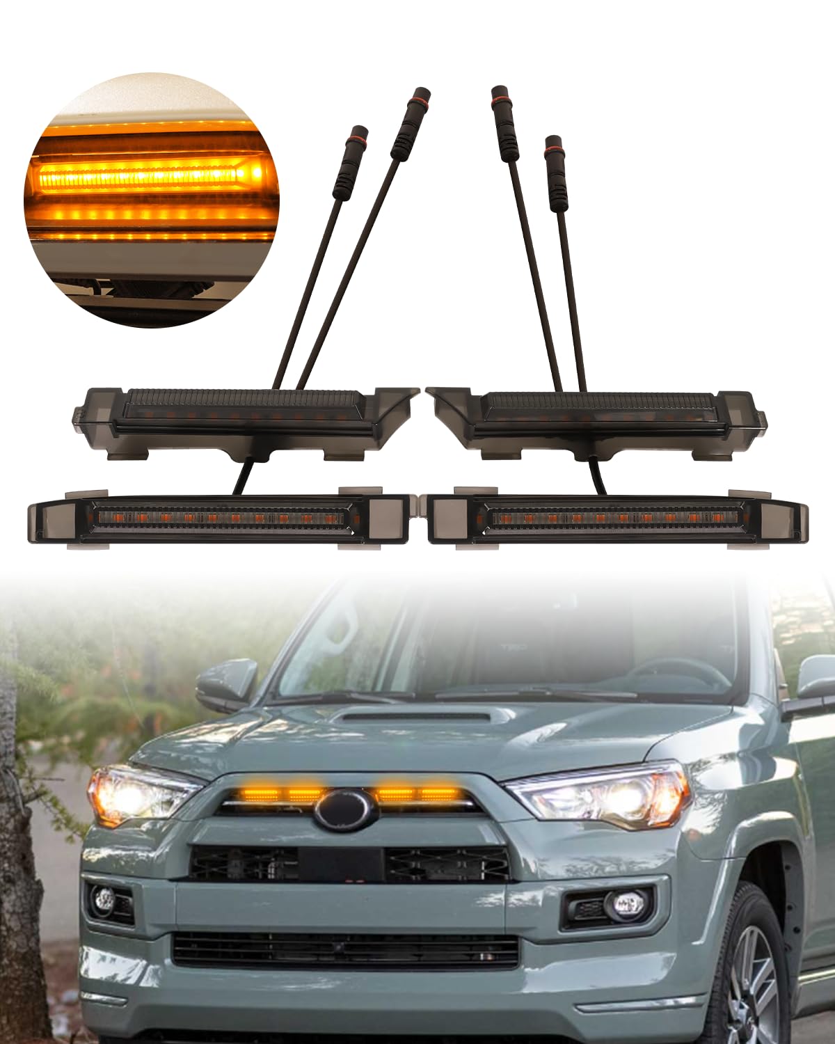 LED Amber Grill Lights for Toyota 4Runner 2020 2021 2022 2023 2024 ...