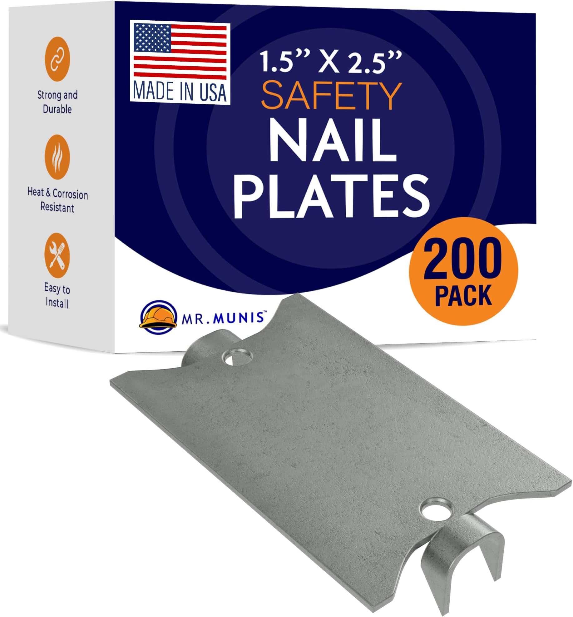 Safety Nail Plates for Electrical Wood Studs, Contractor Pack of 200-1. ...