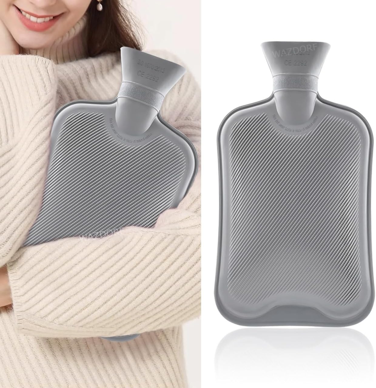 WAZDORF (2 litre) Hot Water Bag Non Electric Rubber Heating Bottle ...