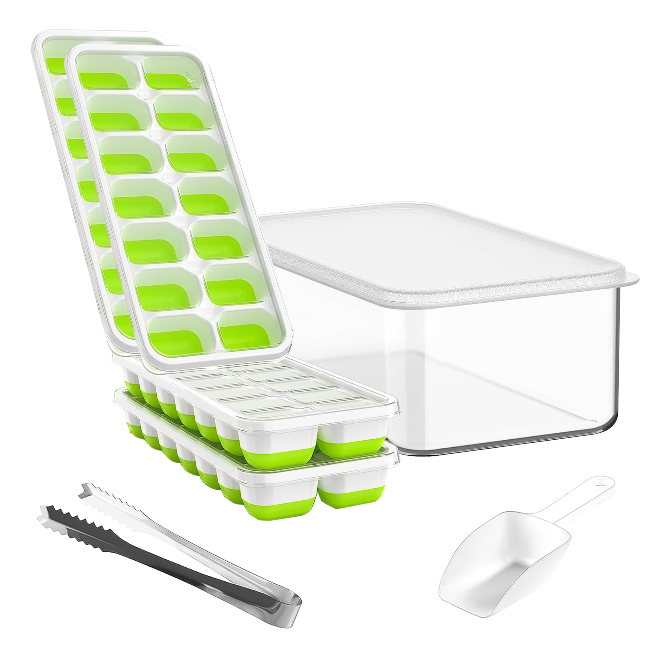 Ice Cube Tray, 4 Pack Silicone Plastic Ice Trays for Freezer with Lid ...